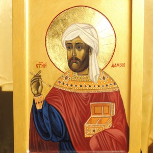 Orthodox Greek Icon "saint Damian" Handwritten, Gift Religious Icon ...