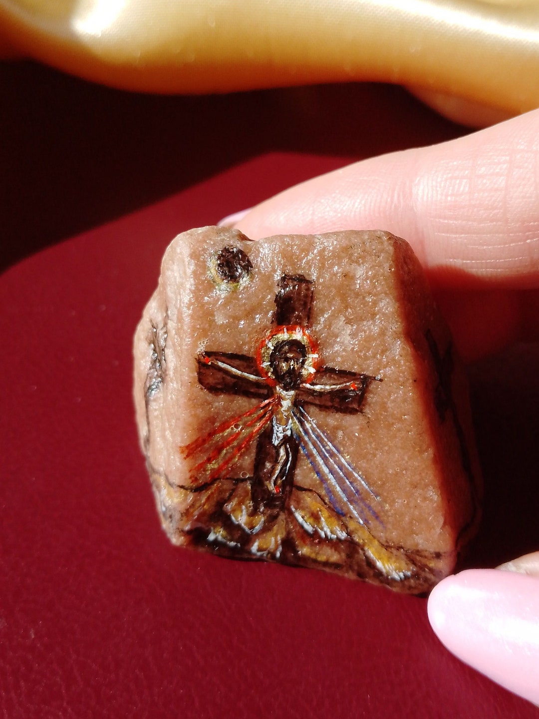 Handmade Crucifixion Stone Icon, Jesus Christ Manuscript - Etsy