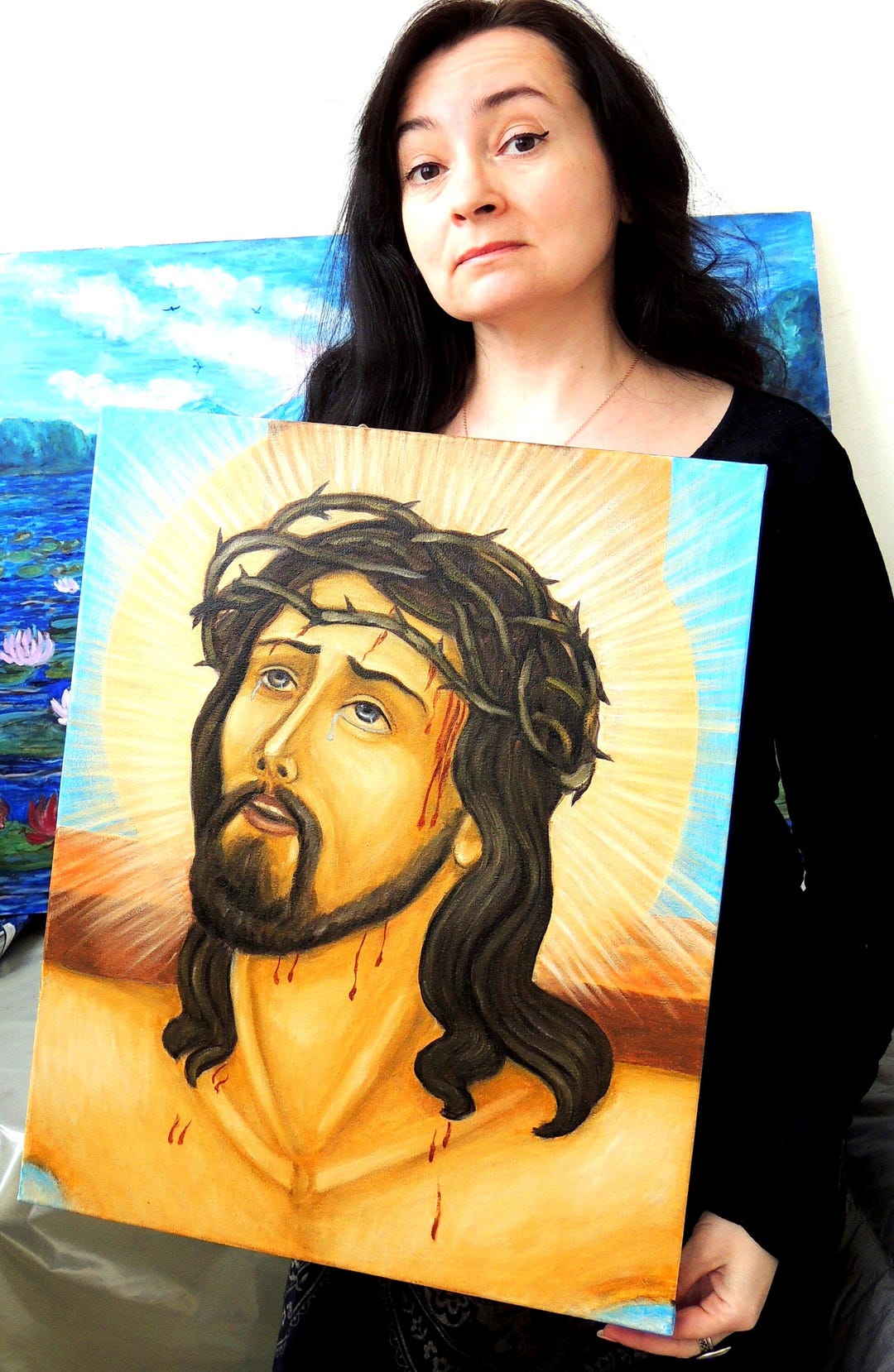 Holy Face of Jesus Christ Icon: Handmade Religious Painting - Etsy
