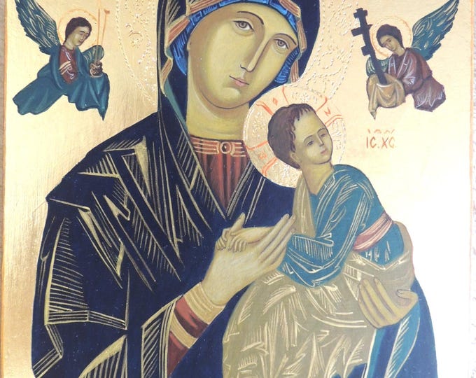 HAND PAINTING. Icon of the Mother of God and Jesus. Icon of the Mother ...