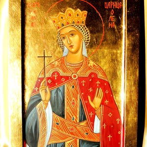 Golden Saint Helena Icon Exclusive Tempera Painting - Etsy