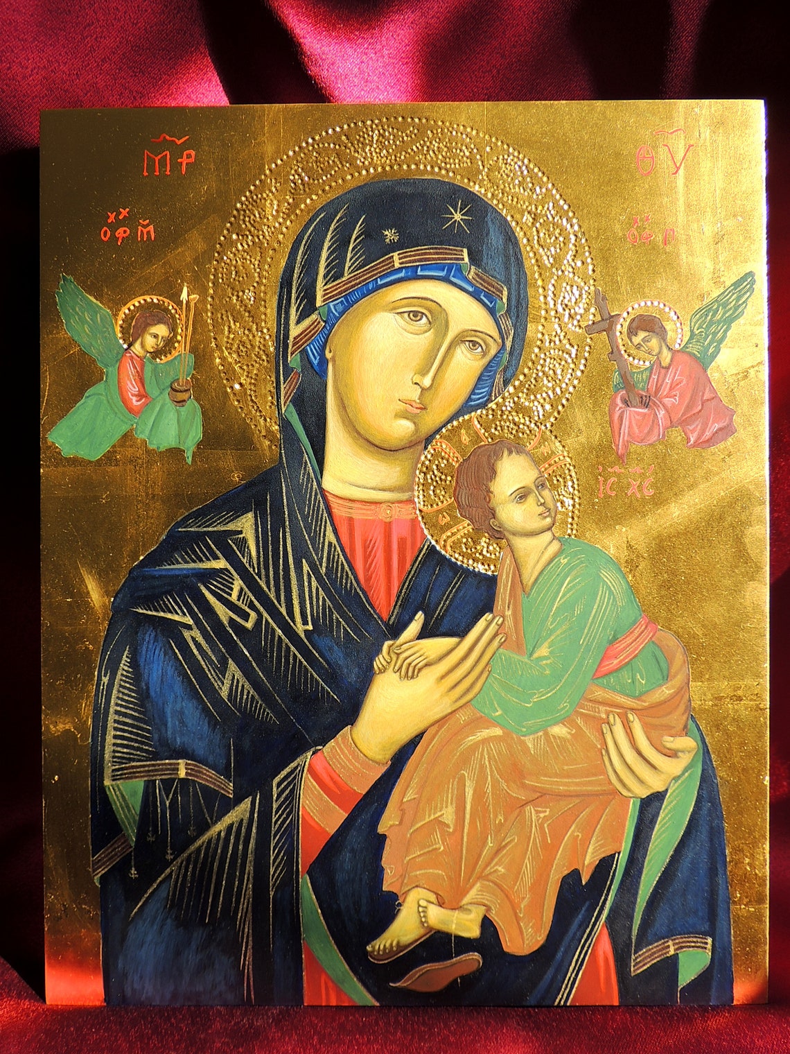 HAND PAINTING. Icon of the Mother of God and Jesus. Icon of the Mother ...