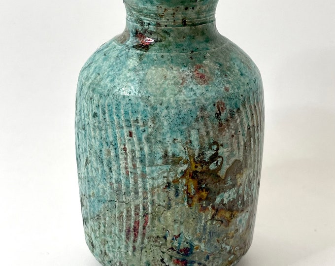 Olaf Pottery by Ted Juve Raku Bud Vase - Etsy