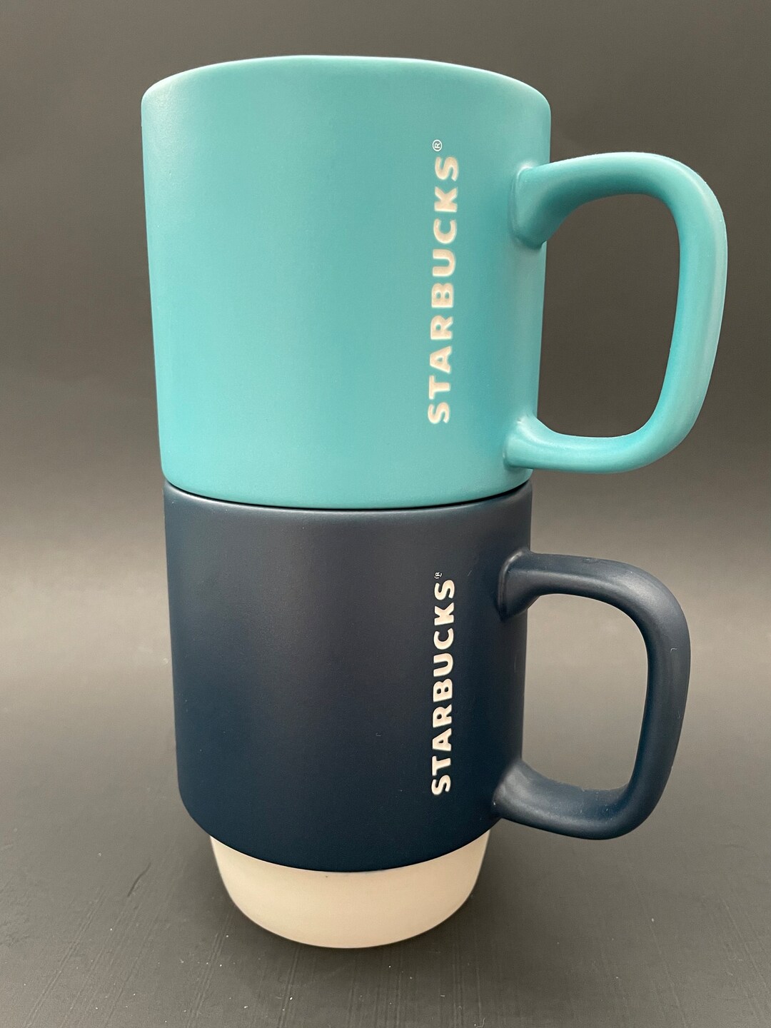 Set of Two Starbucks Stackable Coffee Cups/mugs Navy & Teal Mariners - Etsy