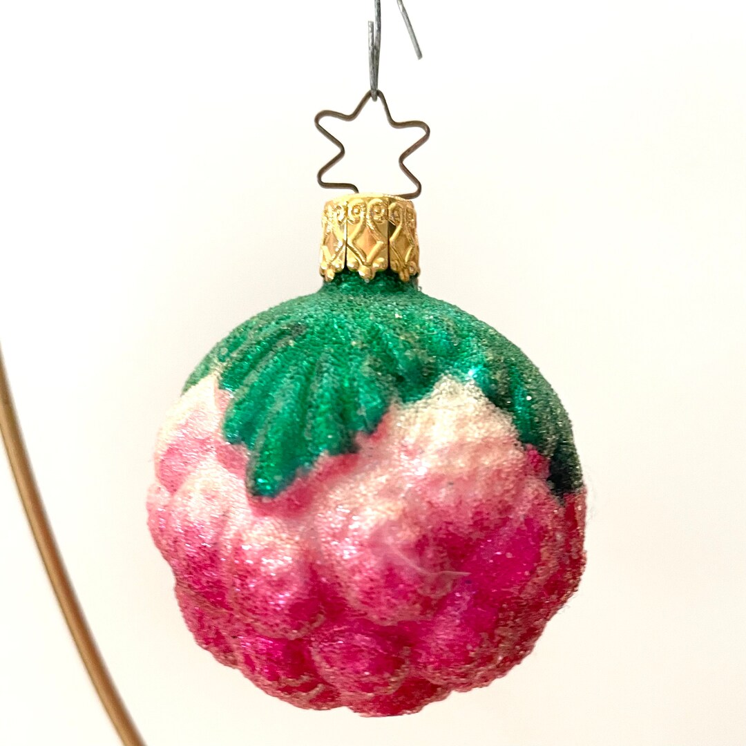 Inge-glas Glistening Raspberry, Frosted Christmas Ornament Vintage OWC ...