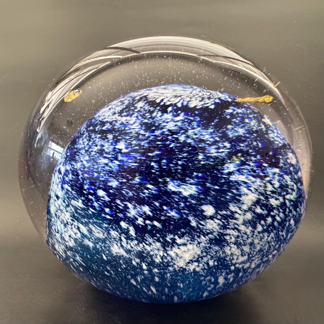 Large Art Glass Signed Paperweight 1993 MICHAEL J REID 24k Gold ...