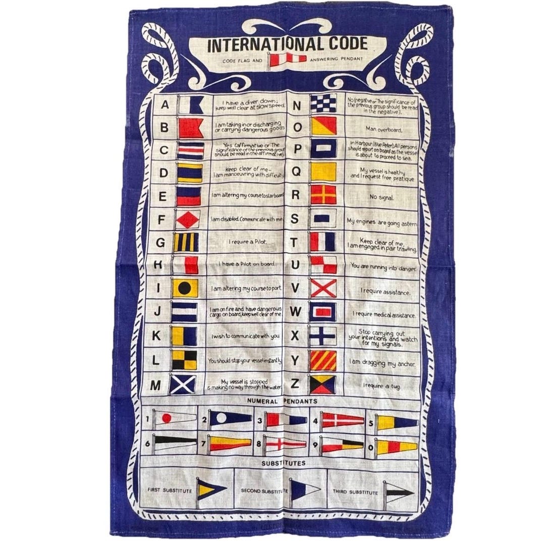 Irish Linen Maritime International Code Flag Pennant Nautical Tea Towel ...