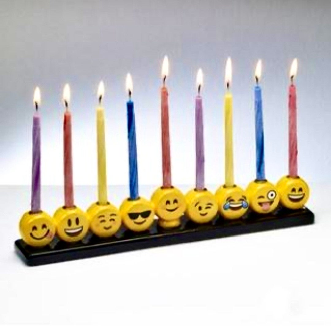 Ceramic Yellow Emoji Faces Hanukkah Menorah, Rite Lite 11 - Etsy