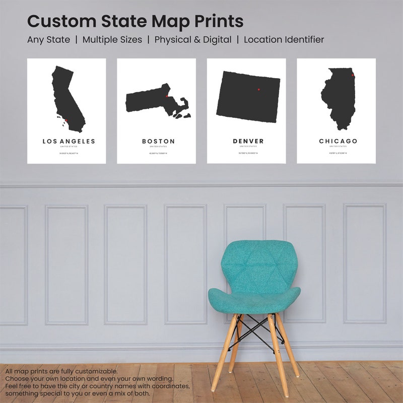 Custom State Map - Etsy