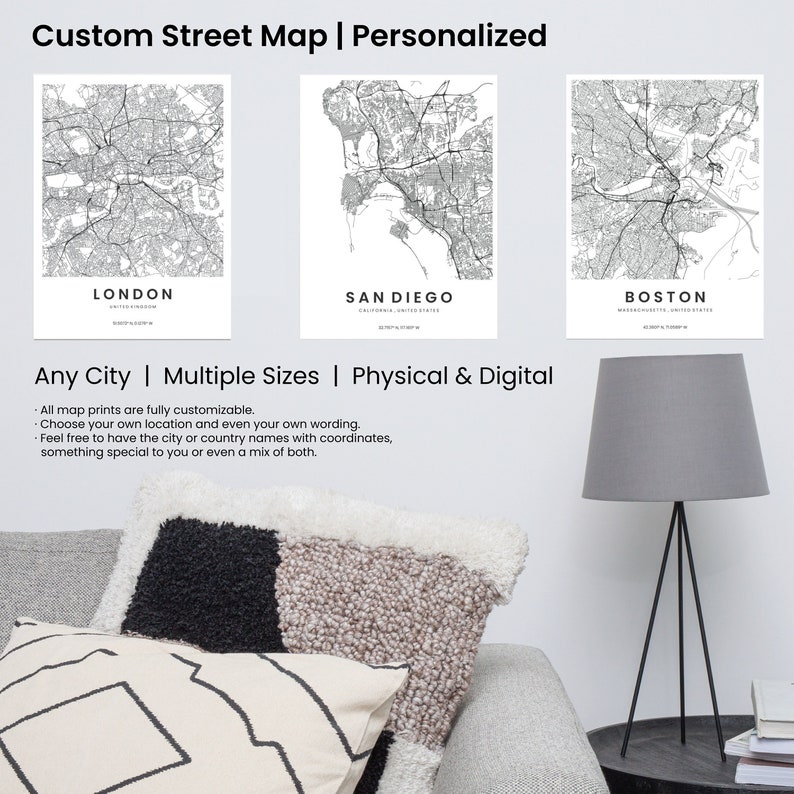 Custom City Street Map | Any Country - Etsy