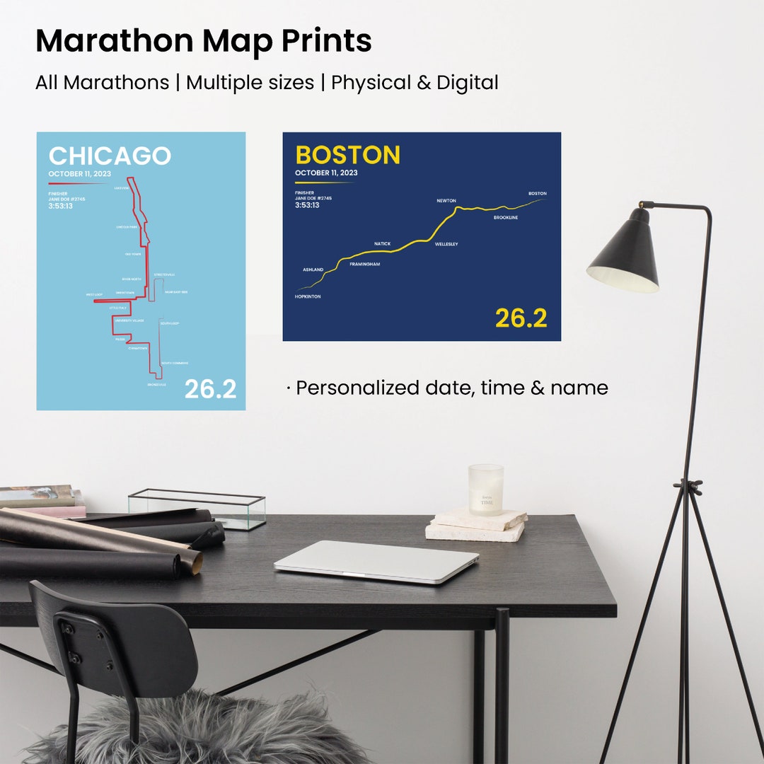 PERSONALIZED MARATHON MAP Prints, Any Marathon | Custom Map Print ...