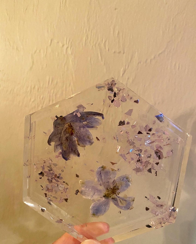 Custom Hand Pressed Real Hyacinth Flower Crystal Resin Coaster/jewelry ...