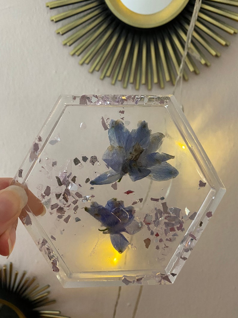 Custom Hand Pressed Real Hyacinth Flower Crystal Resin Coaster/jewelry ...