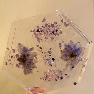 Custom Hand Pressed Real Hyacinth Flower Crystal Resin Coaster/jewelry ...