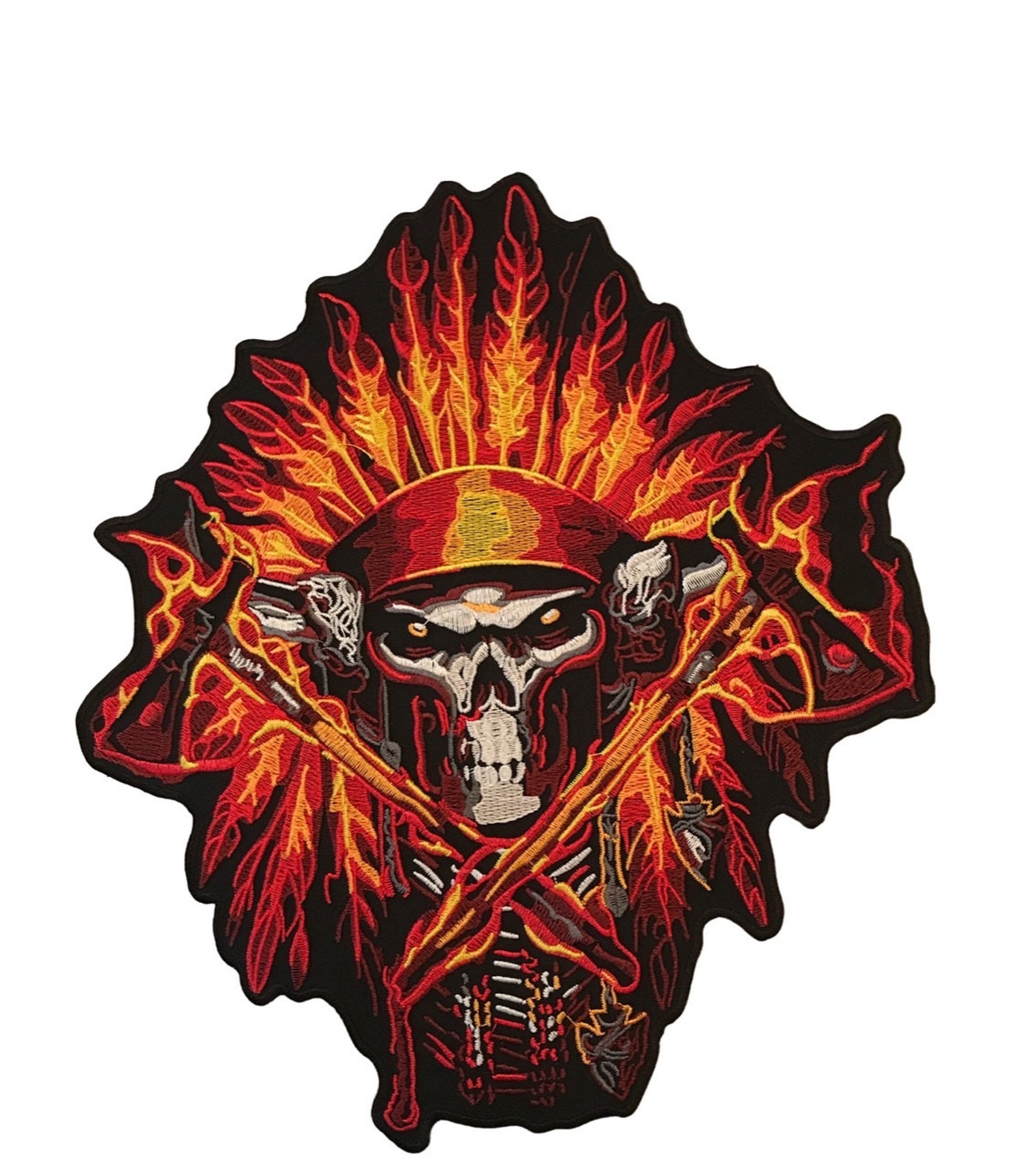 Large Blazing Skull Back Patch Biker Iron or Sew on Patch - Etsy