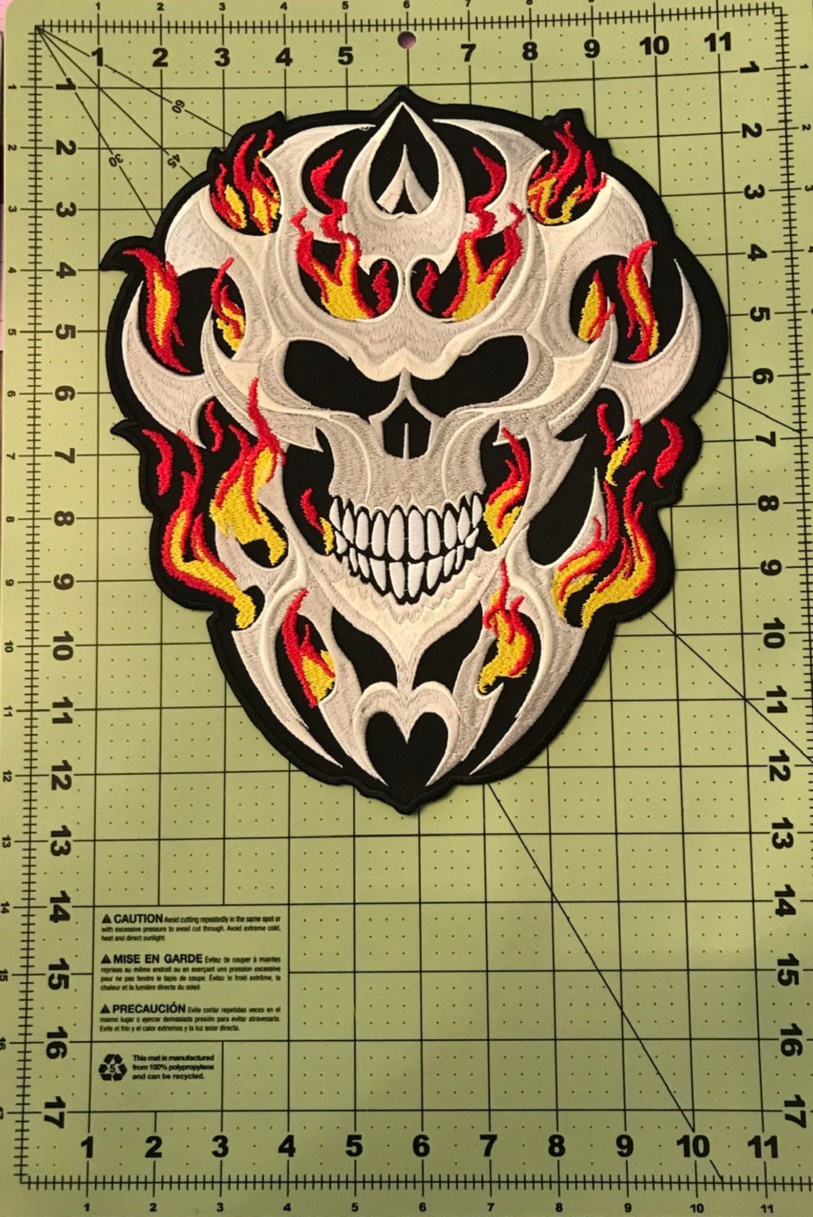 Large Flaming Skull Back Patch Biker Iron or Sew on Patch | Etsy