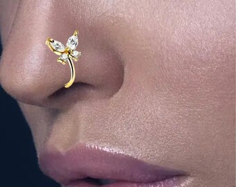 Crystal Butterfly Nose Ring - Etsy