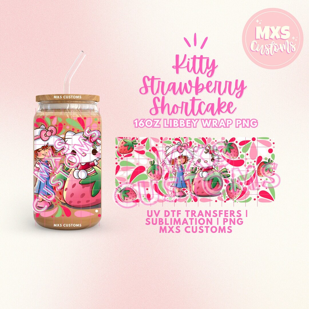 Exclusive Strawberry Kawaii Png Bundle, Exclusive Shortcake Cup Wrap for UV DTF, Digital Design ...