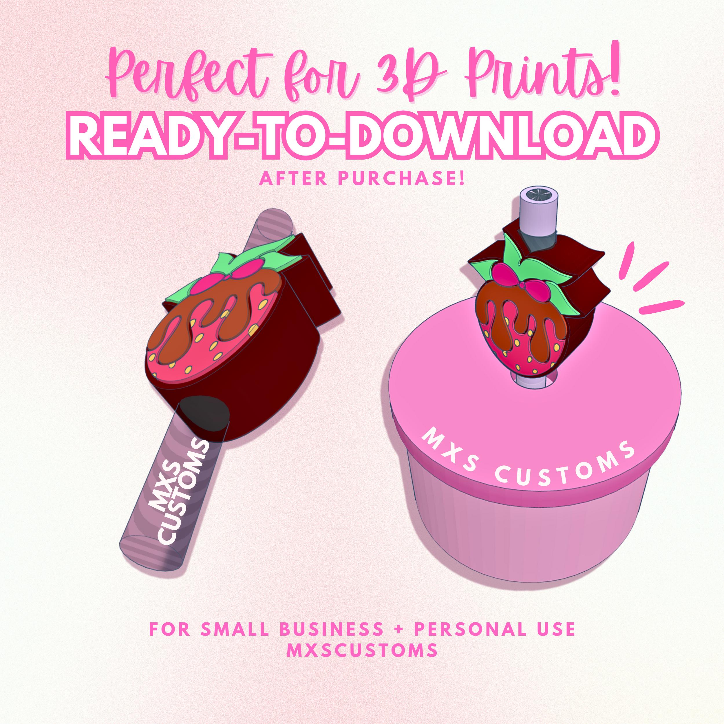 Coquette Strawberry Straw Topper STL File for 3D Printing | Cute 8mm ...