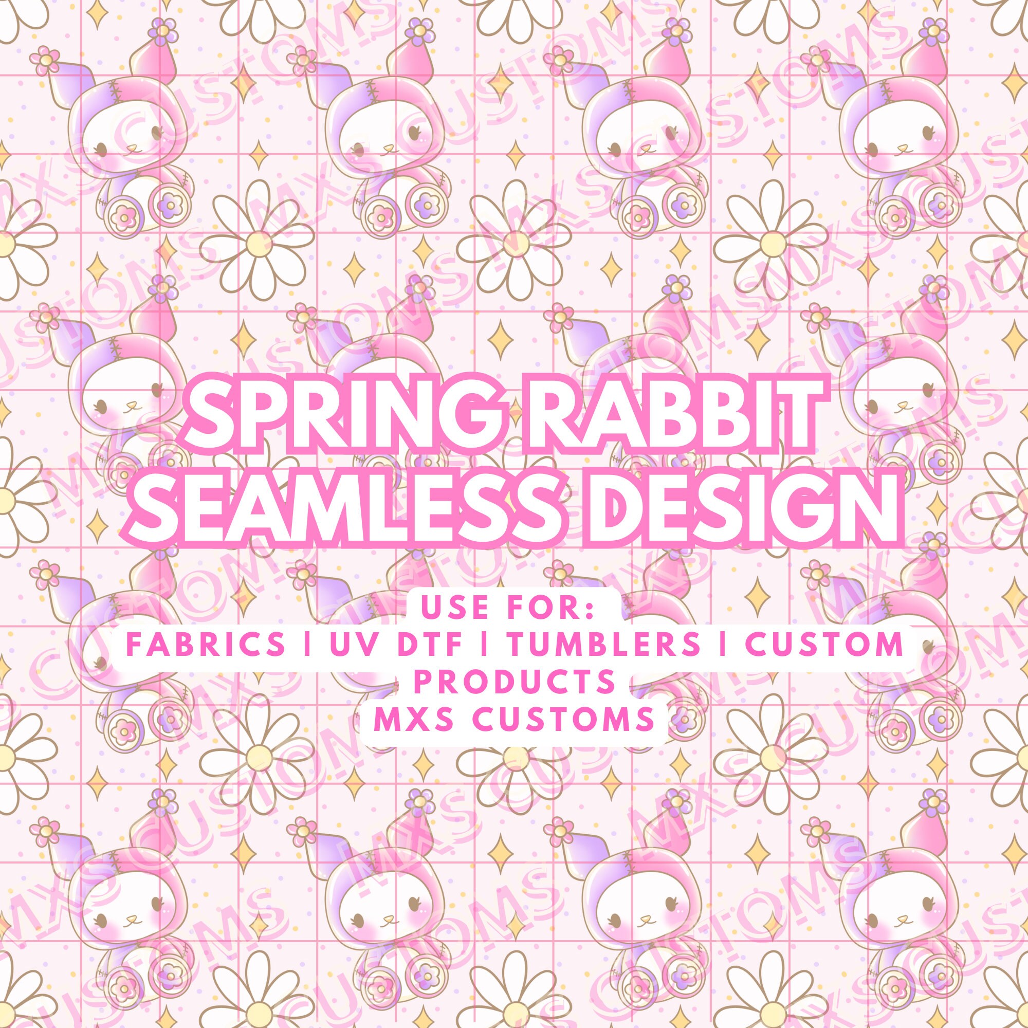Spring Bunny Seamless PNG, Trendy Rabbit Pattern for Fabrics, Pastel ...