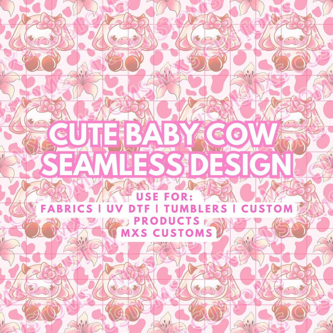 Cute Baby Cow Seamless Pattern PNG, Trendy Digital Print for Fabrics ...
