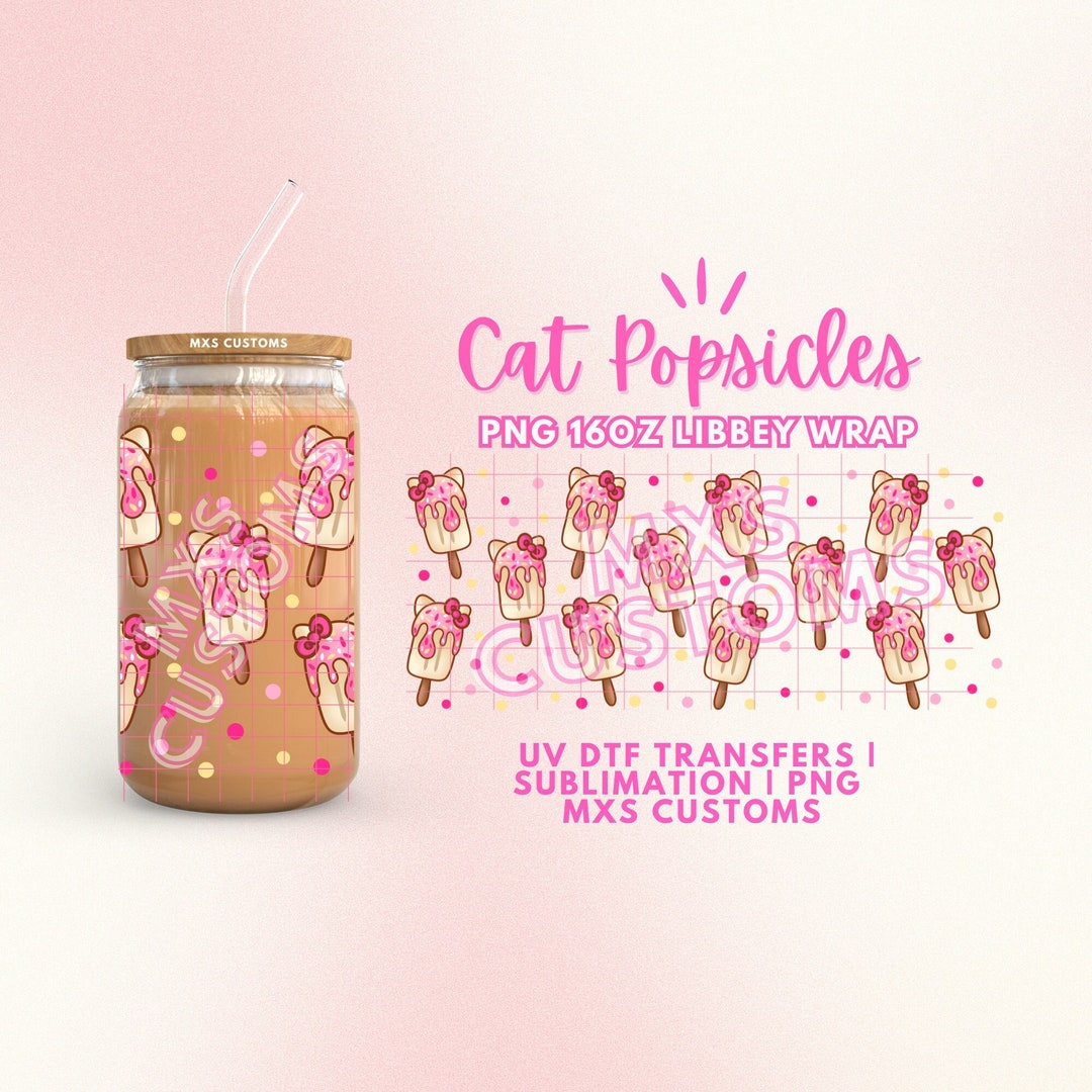 Kitty Popsicles Wrap PNG, Cute Girly Cup Wrap for UV DTF, Preppy ...