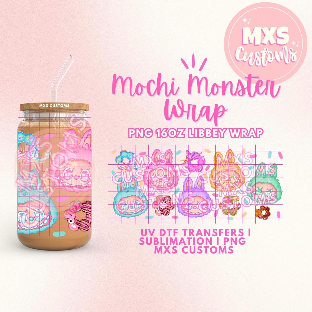 Pastel Mochi Monster Libbey Tumbler Wrap Design for UVDTF Transfers, Crafts, and More! - Etsy
