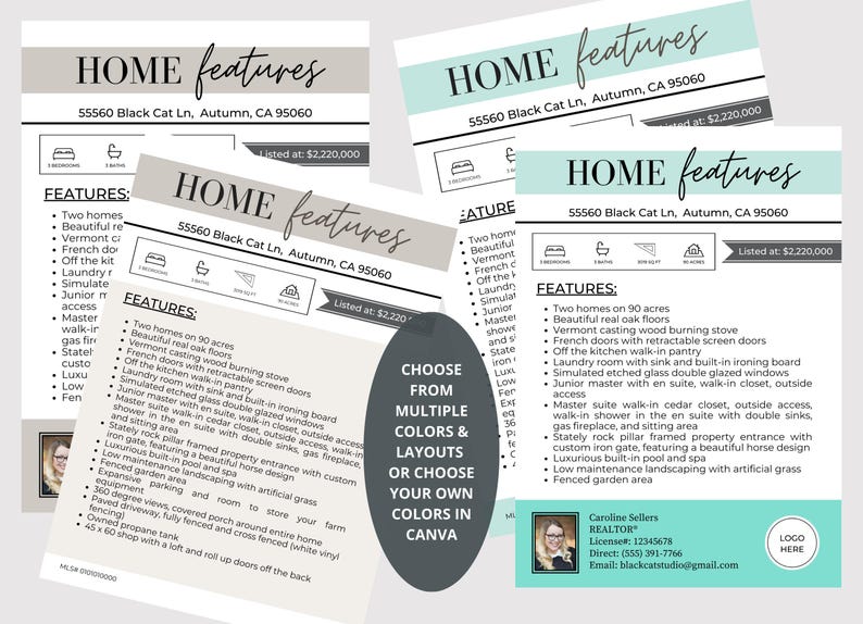 Real Estate Home Features Sheet, Editable Real Estate Features, Realtor ...