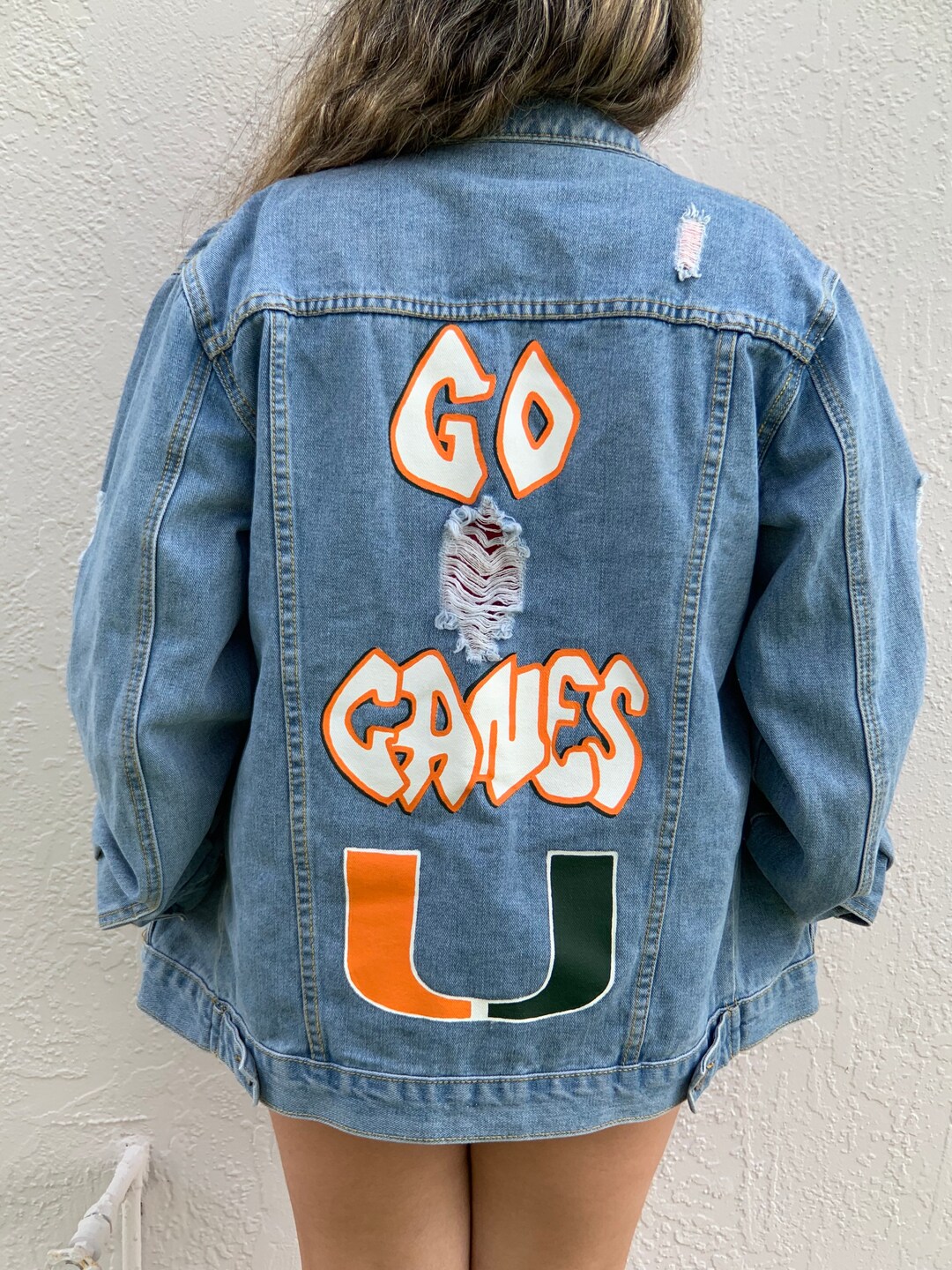 Hand Painted Custom College Denim Jacket College Custom Denim College ...