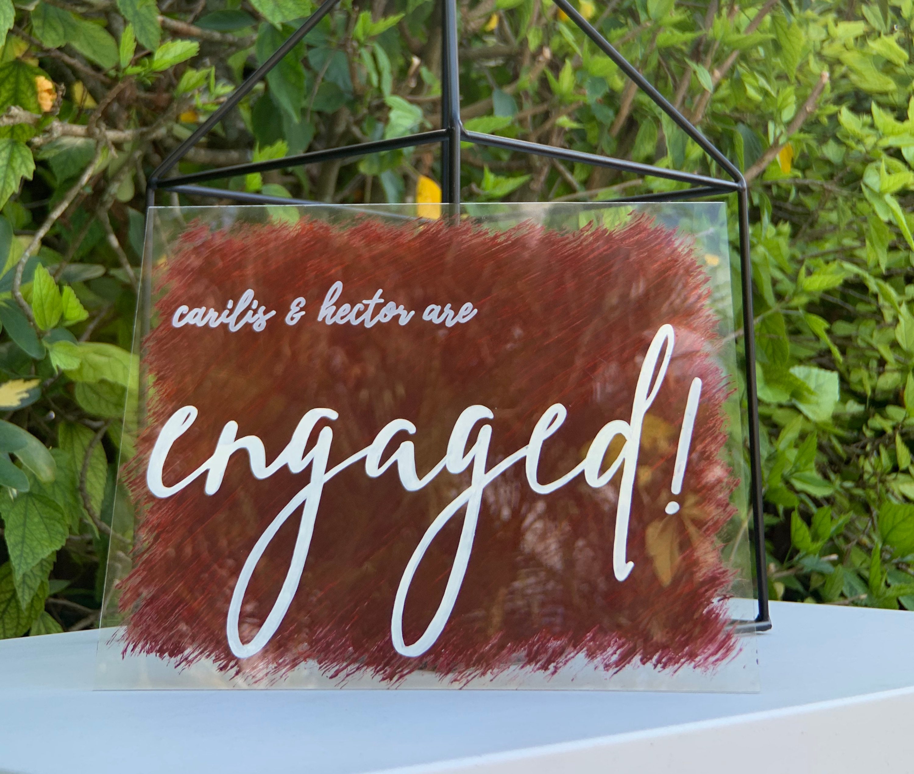 Hand Painted Acrylic Engaged Wedding Sign Calligraphy Wedding Sign ...