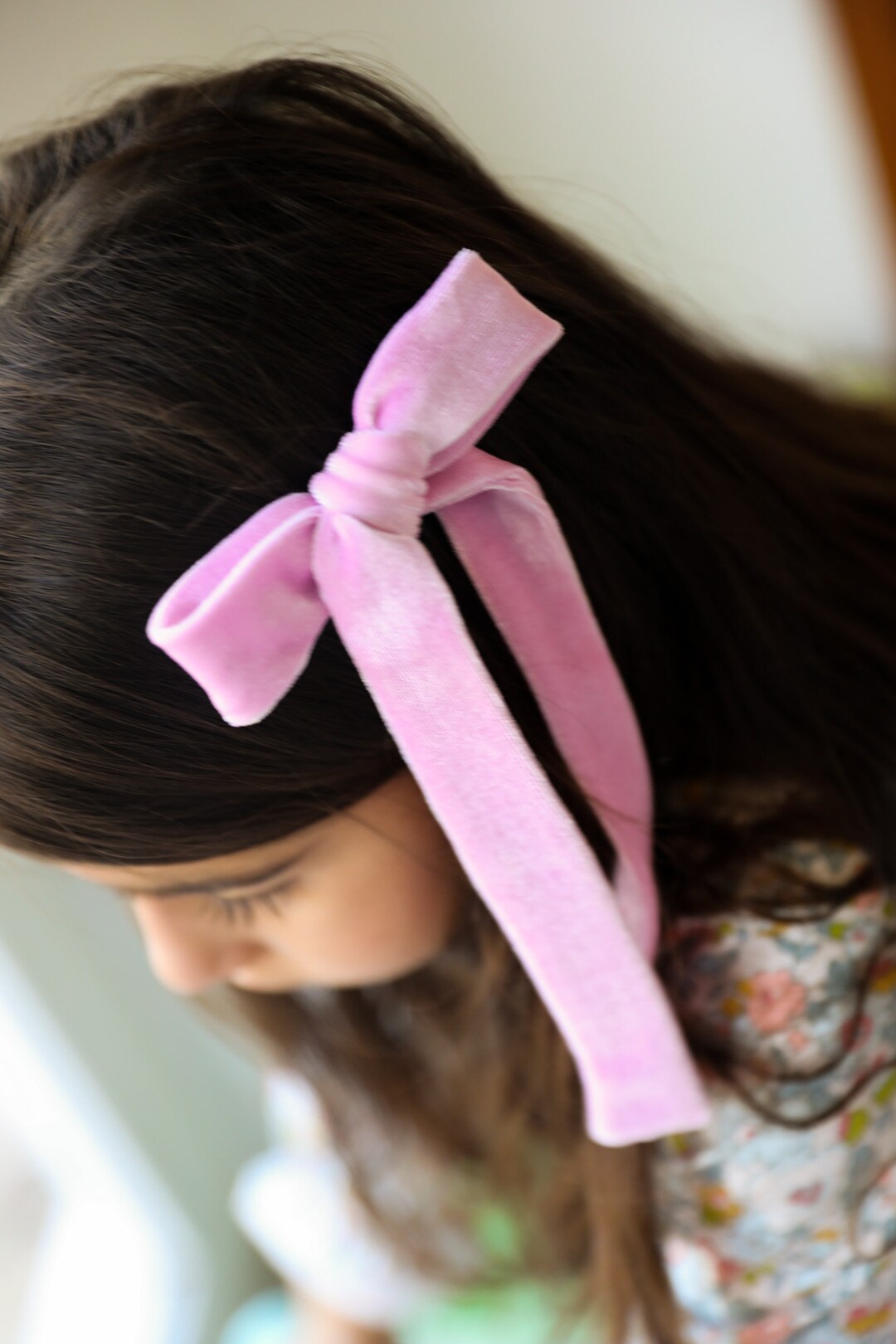 Floral Long Tail Bow, Provence Bow, Ribbon Style Bow, Valentines Day ...