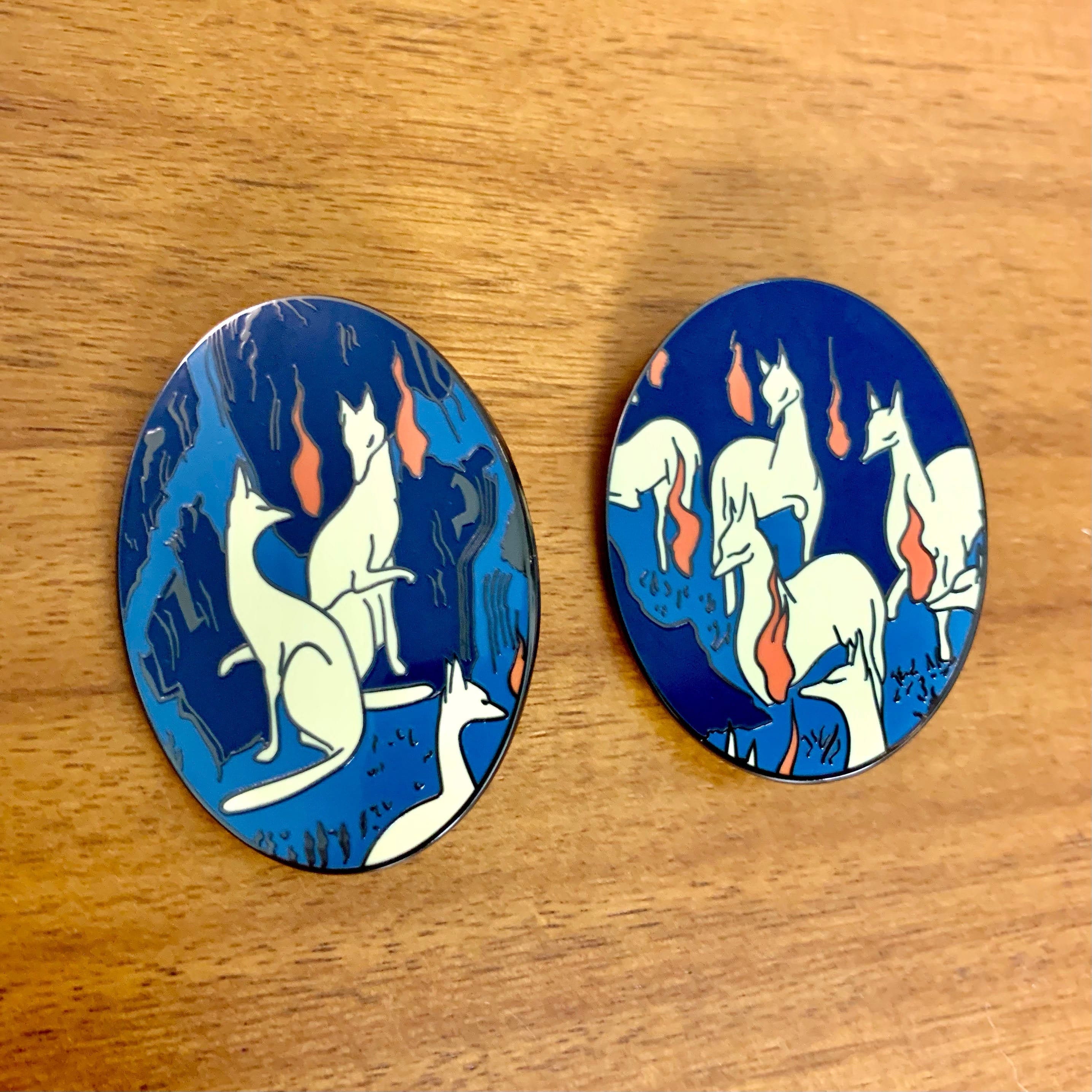 Fox Spirit Yokai Pins SetStyle 12 KitsunebiFox Fire | Etsy