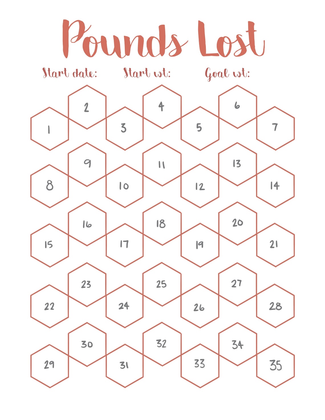 Weightloss Tracker Pounds Lost Progress Tracker Bullet Journal
