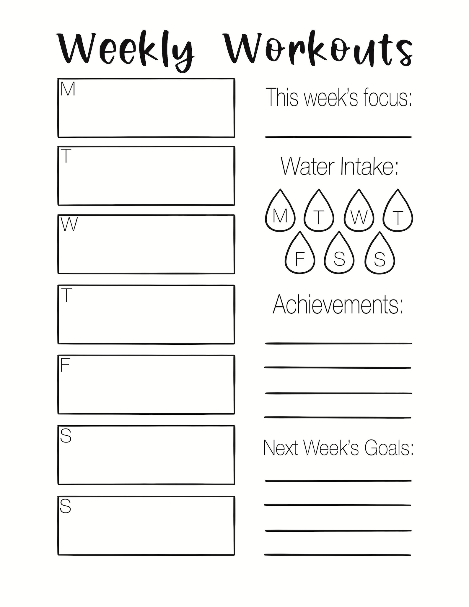 Weekly Workout Tracker, Exercise Planner, Workout Printable, Exercise ...
