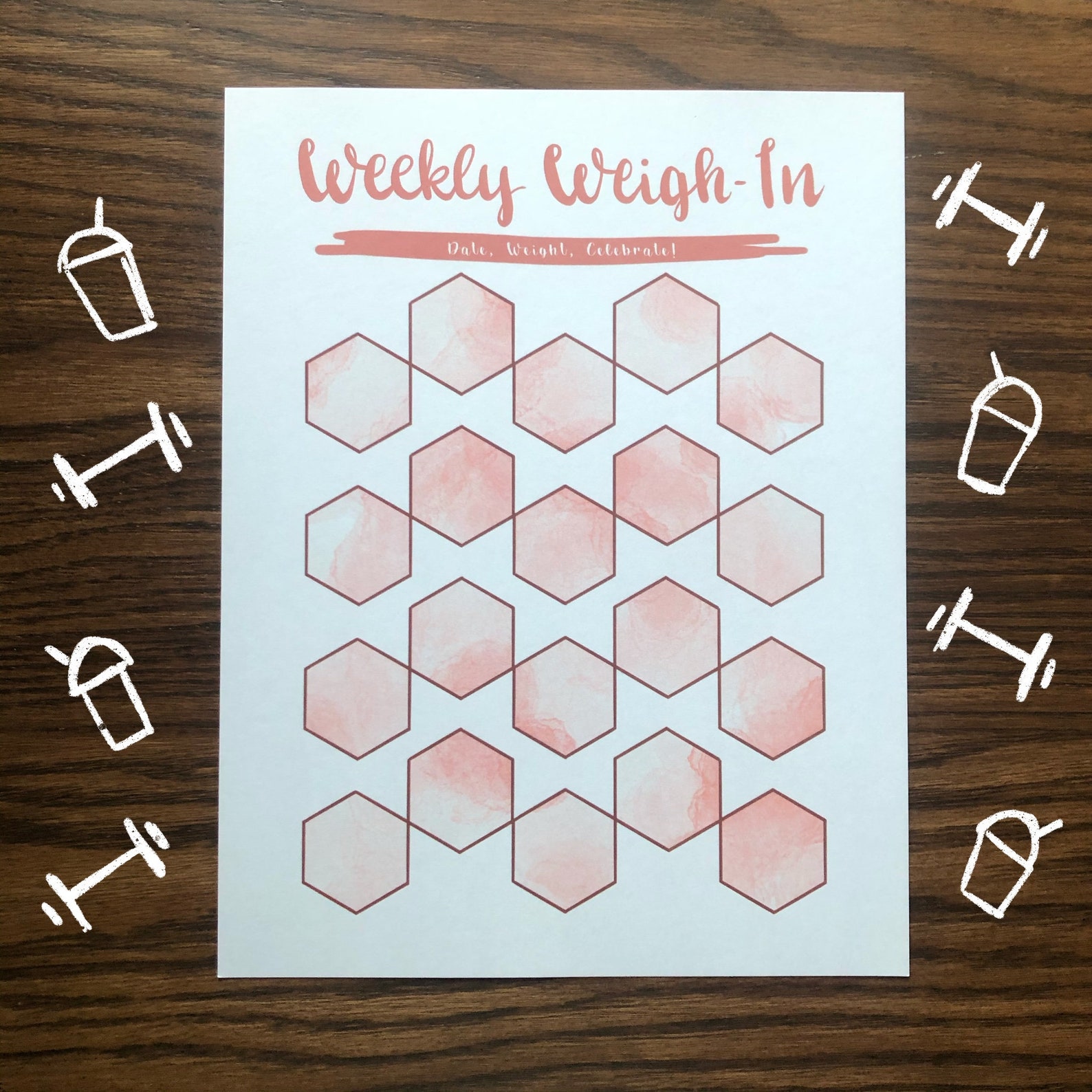 Weight Loss Tracker Weekly Weigh in Printable Weekly Weight | Etsy