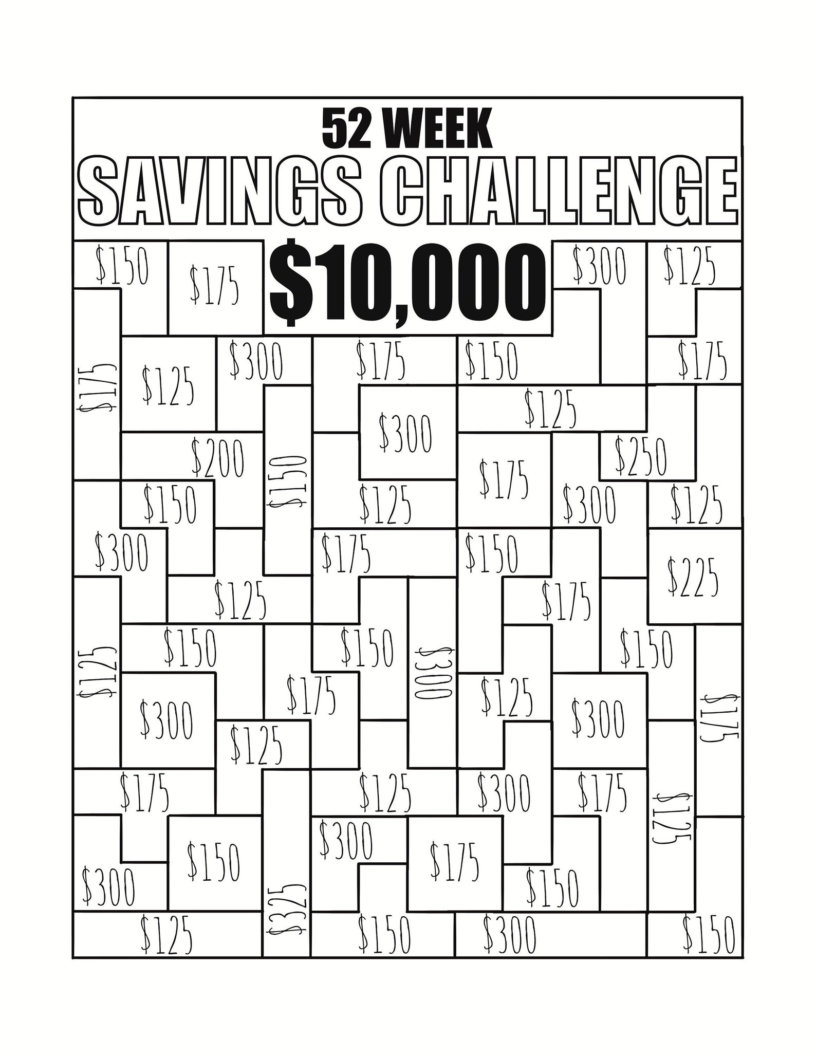 52 Week Savings Challenge, Savings Tracker, 10k Savings Challenge ...