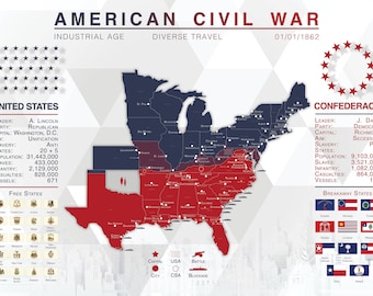 The American Civil War Map Of United States Discover The Detailed Map