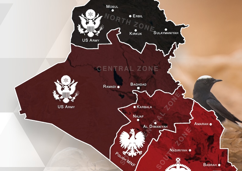 Iraq Country Profile and Iraq War Occupation Map Print - Etsy