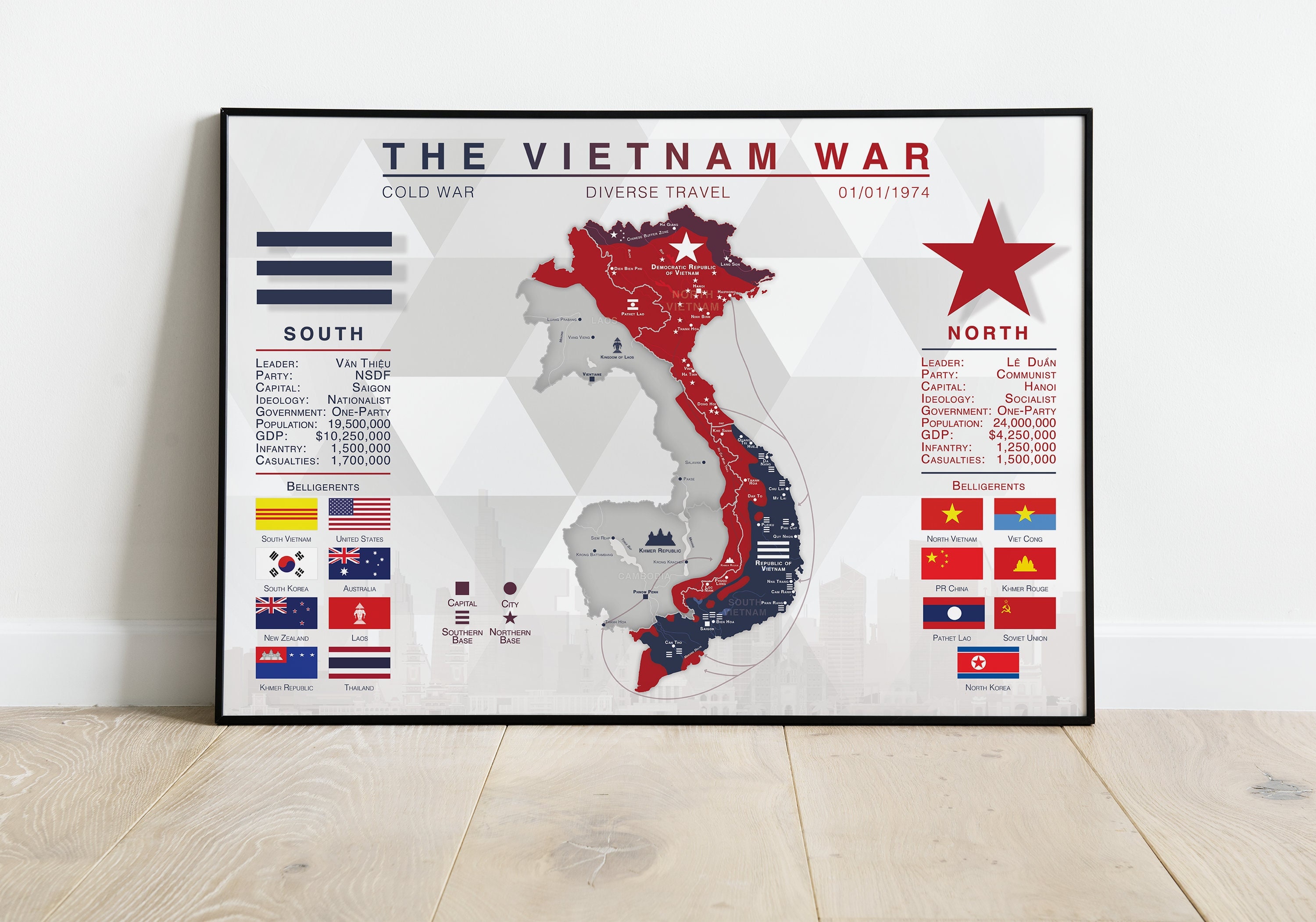 The Vietnam War (1974) - Cold War Map/sticker Print - Etsy