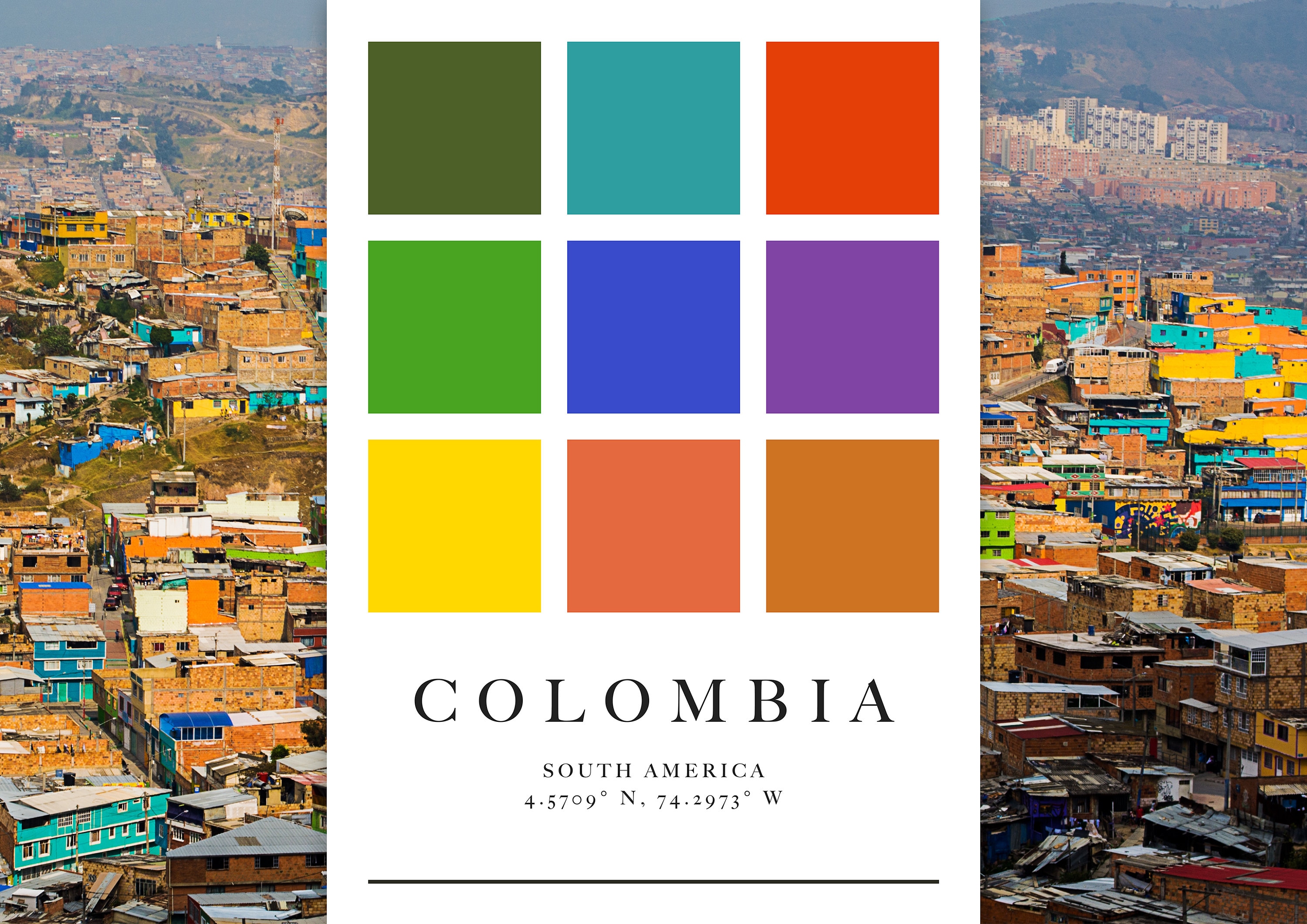 Colombia - Minimalist Colour Palette Poster/sticker - Etsy