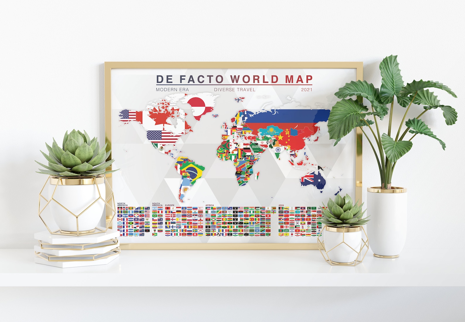 De Facto Flag World Map Map Print/sticker | Etsy