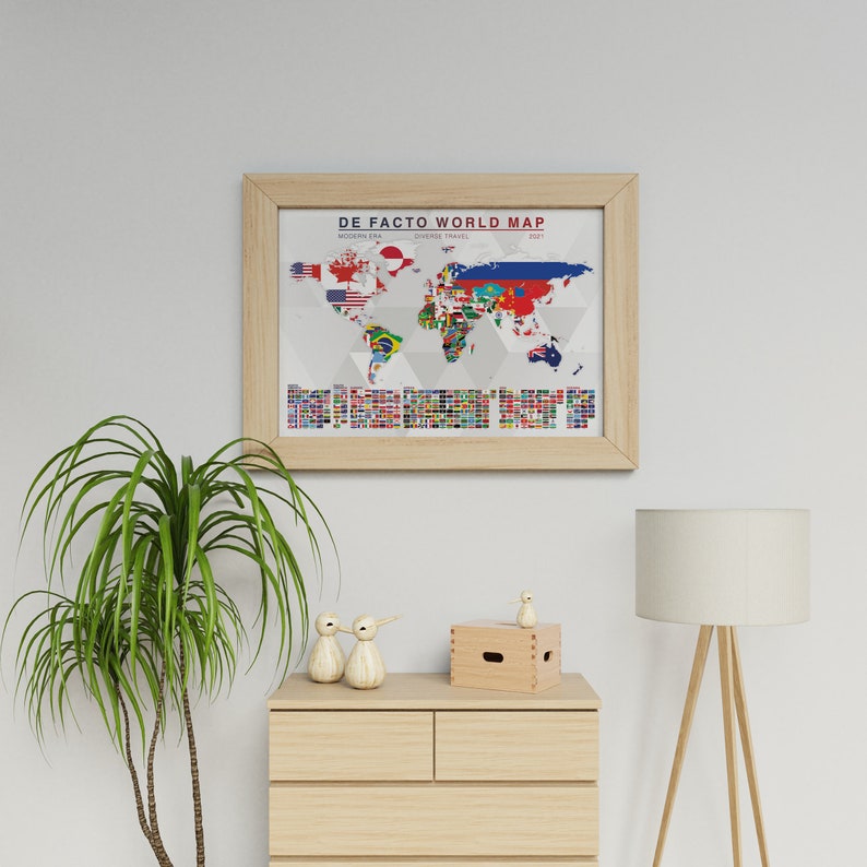 De Facto Flag World Map Map Print/sticker - Etsy