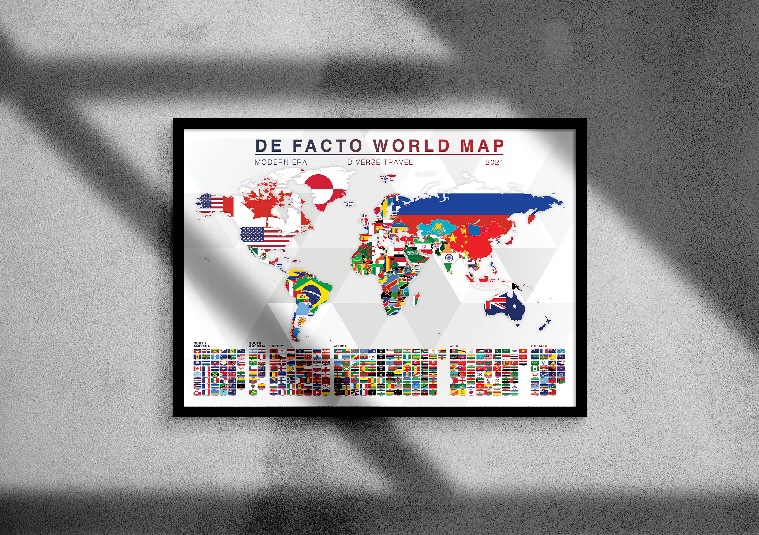 De Facto Flag World Map Map Print/sticker - Etsy