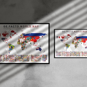 De Facto Flag World Map - Map Print/sticker - Etsy