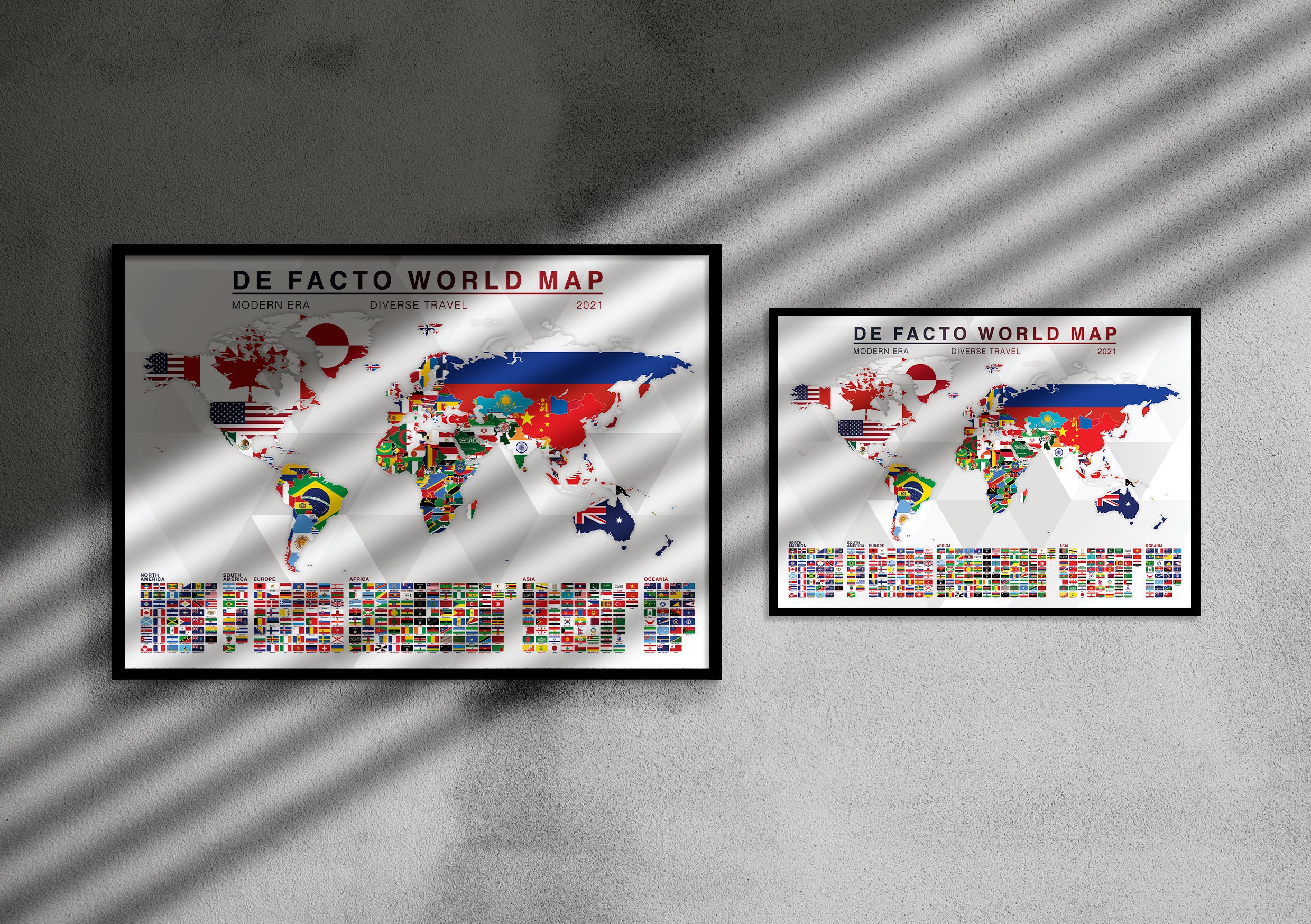 De Facto Flag World Map Map Print/sticker - Etsy