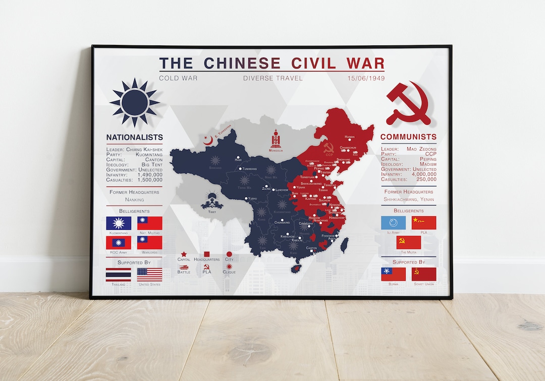 The Chinese Civil War Map Print - Etsy