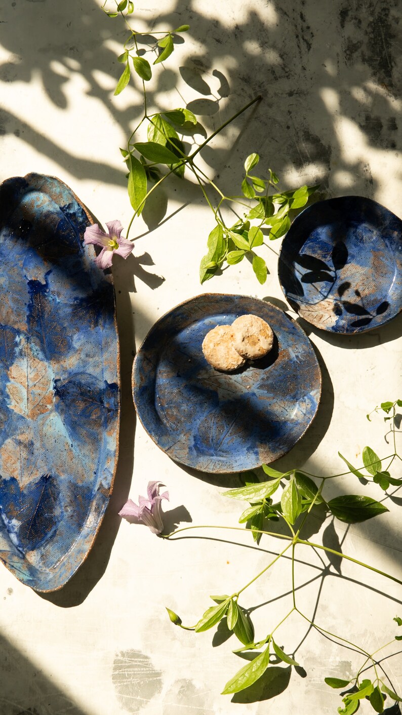 Shades of Blue Small Round Handmade Ceramic Plate - Etsy