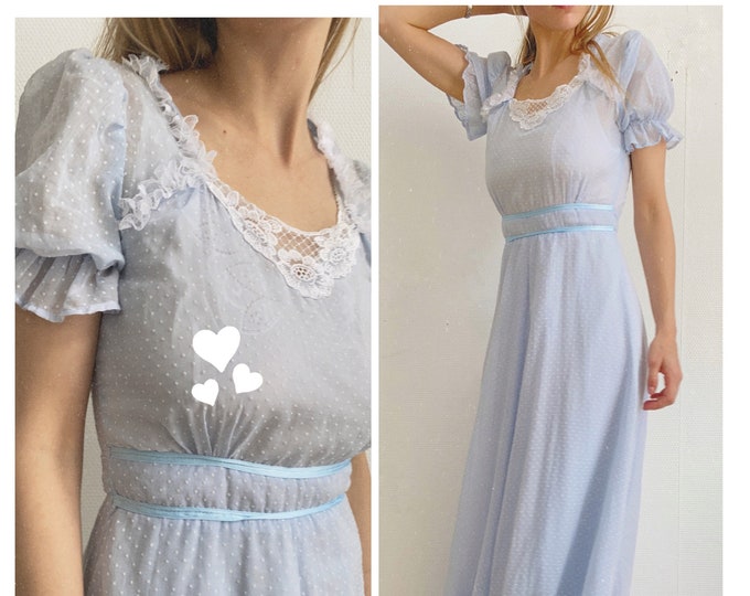 1970s Cotton Sky Blue Prairie Dress Vintage Prairie Dress - Etsy