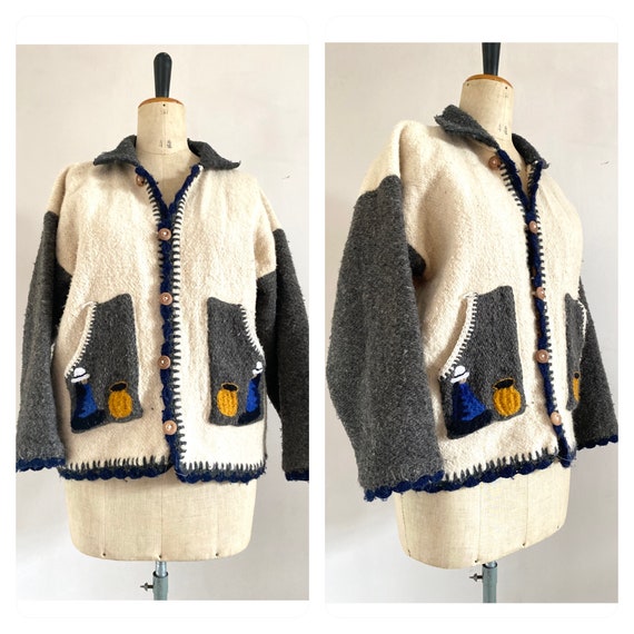 Vintage 70s wool embroidered Peruvian jacket - vinta… - Gem