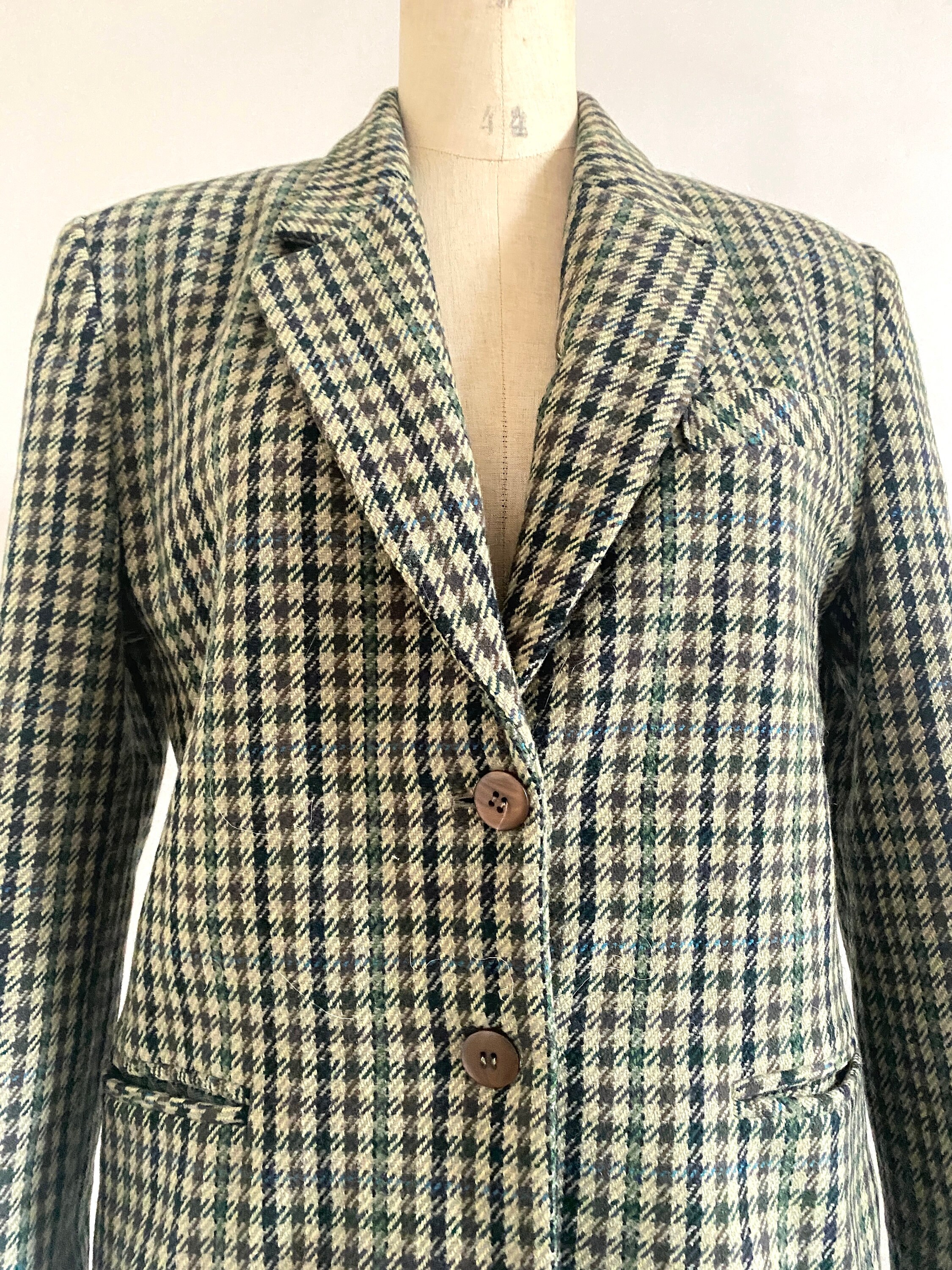 Vintage 1970s Wool Checkered Blazer - Vintage 70s Checked Blazer ...